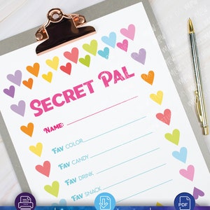 Printable Kids Secret Pal Valentine's Day Gift Exchange, Valentine's ...