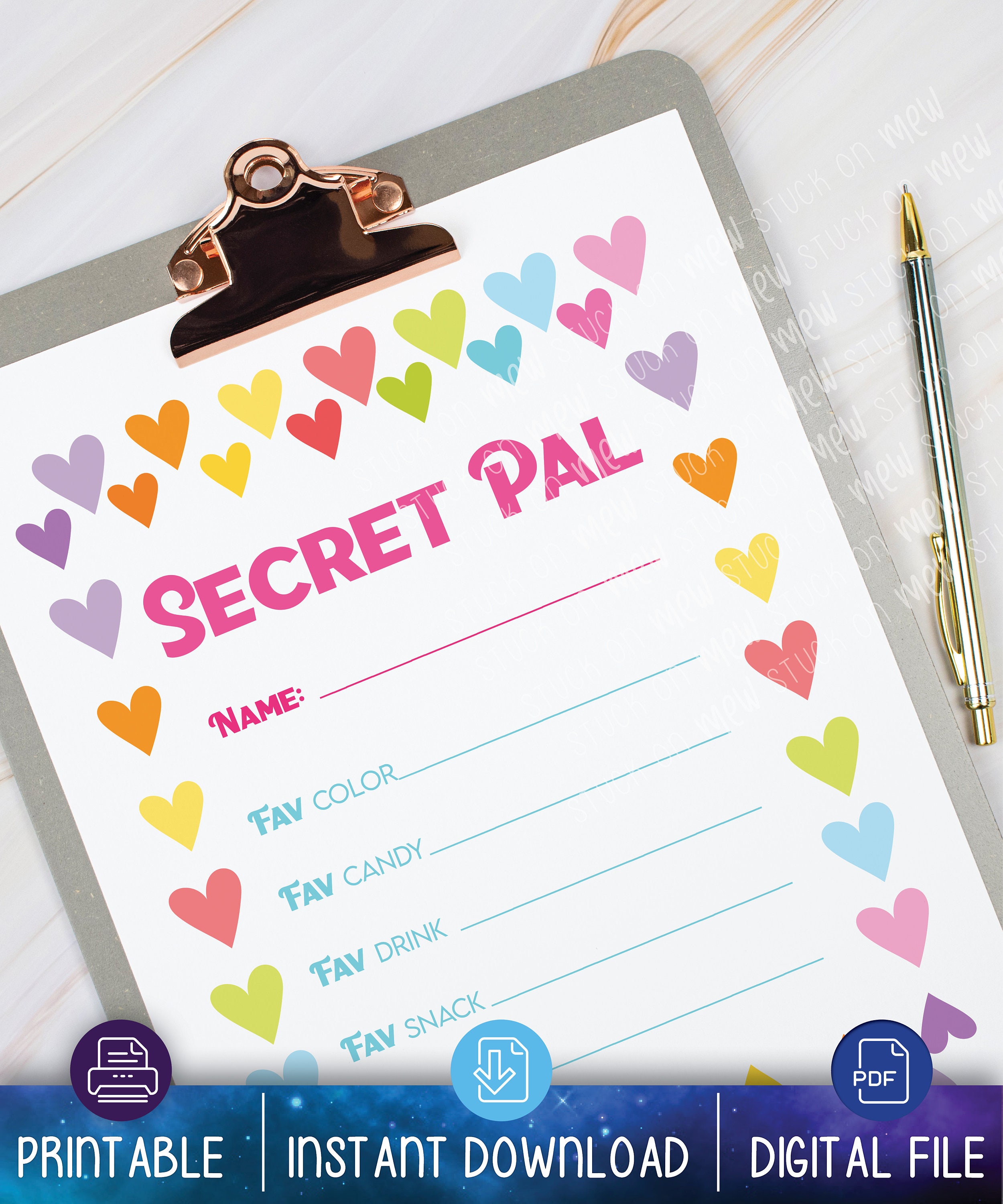 Printable Kids Secret Pal Valentine's Day Gift Exchange, Valentine's ...