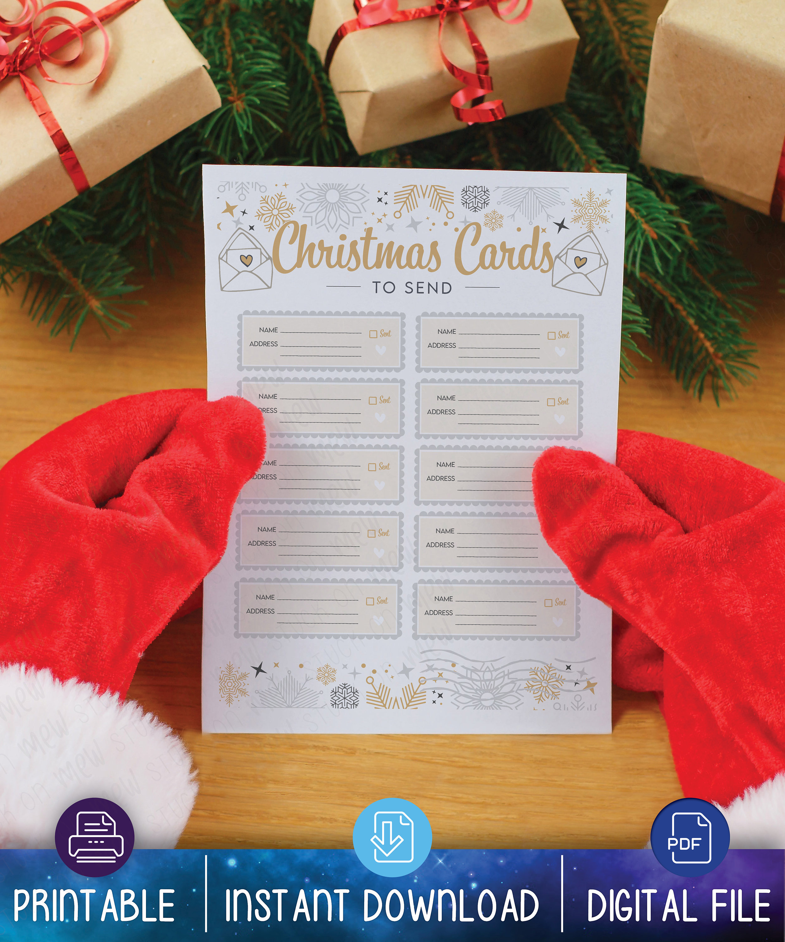 Printable Christmas Card Tracker, Christmas Cards to Send, Christmas ...