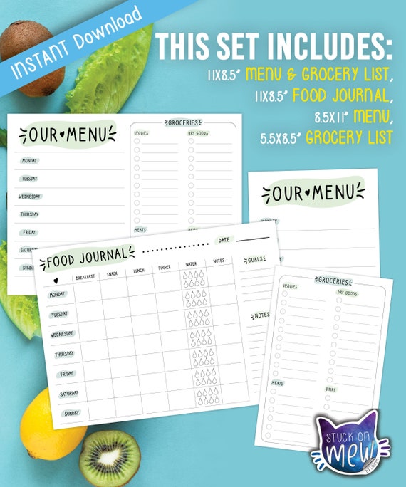 Printable Meal Planner Bundle Our Menu Menu Planning | Etsy