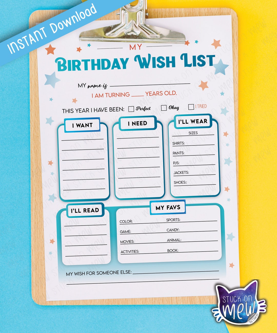 Printable Birthday Gift Wish List Template Kid s Birthday Wish List 