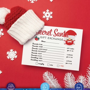 Printable Secret Santa Gift Exchange, Christmas Secret Santa, Christmas ...