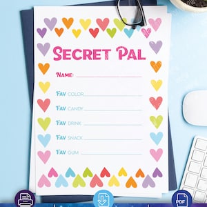 Printable Kids Secret Pal Valentine's Day Gift Exchange, Valentine's ...