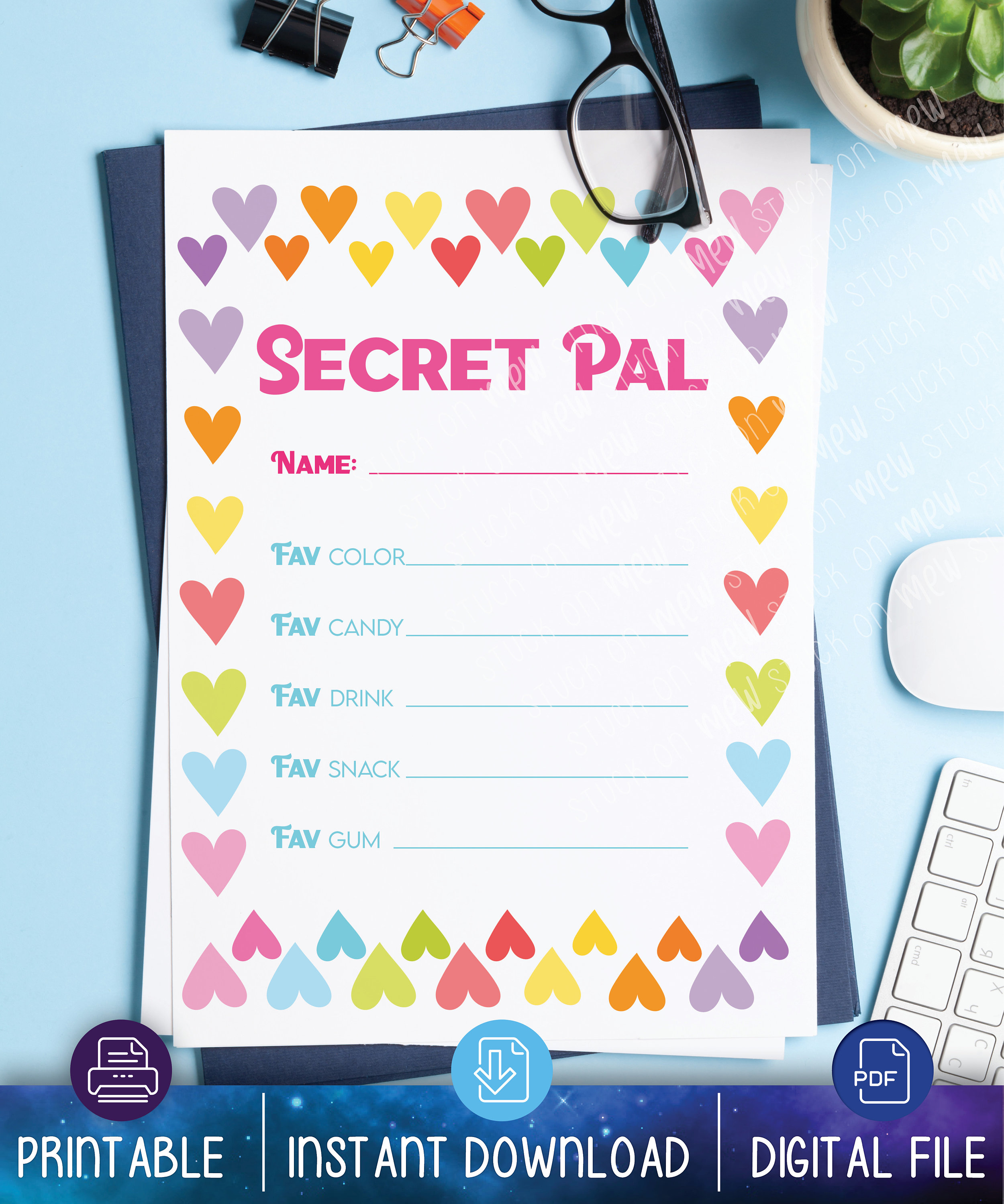Printable Kids Secret Pal Valentine's Day Gift Exchange, Valentine's ...