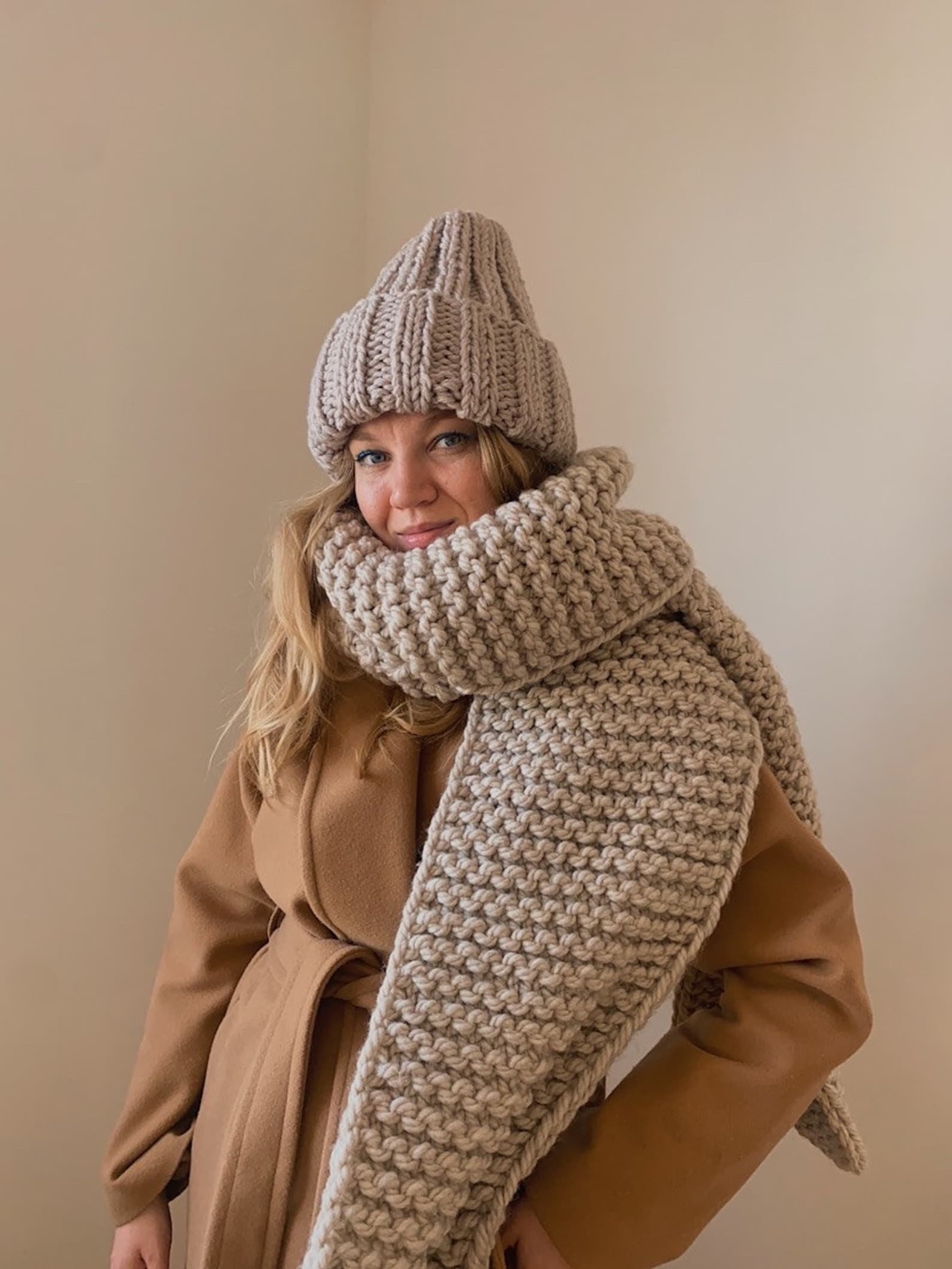 Long Scarf, Luxurious Oversized Chunky Knit Scarf, Neck Warmer, Hand ...