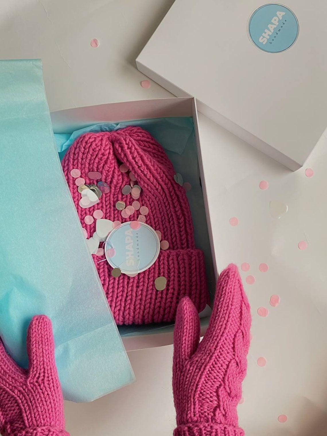 Matching Knit Hat and Mittens in Fuchsia Color, Cable Hat, Hat and ...