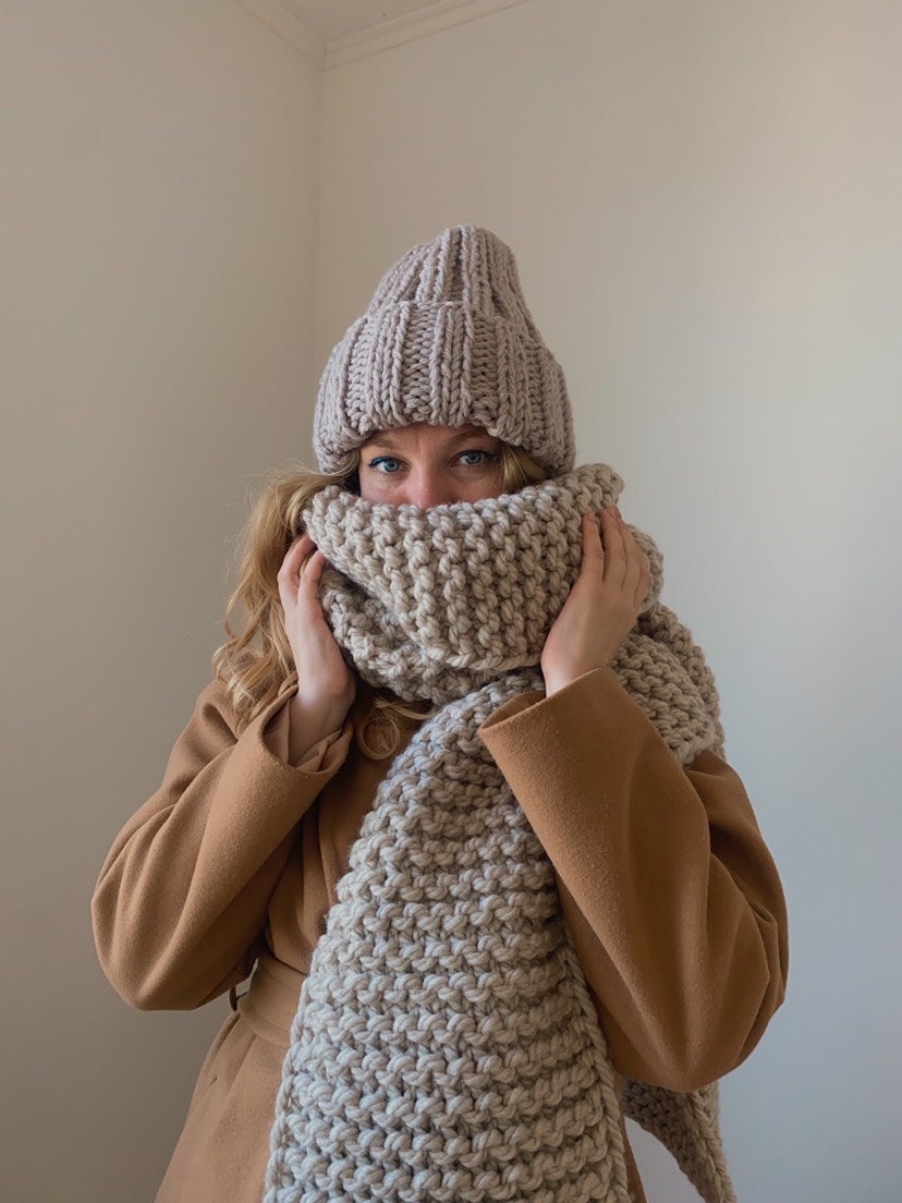 Huge Scarf, Luxurious Oversized Chunky Knit Scarf, Neck Warmer, Hand Knitted Shawl, Long ...