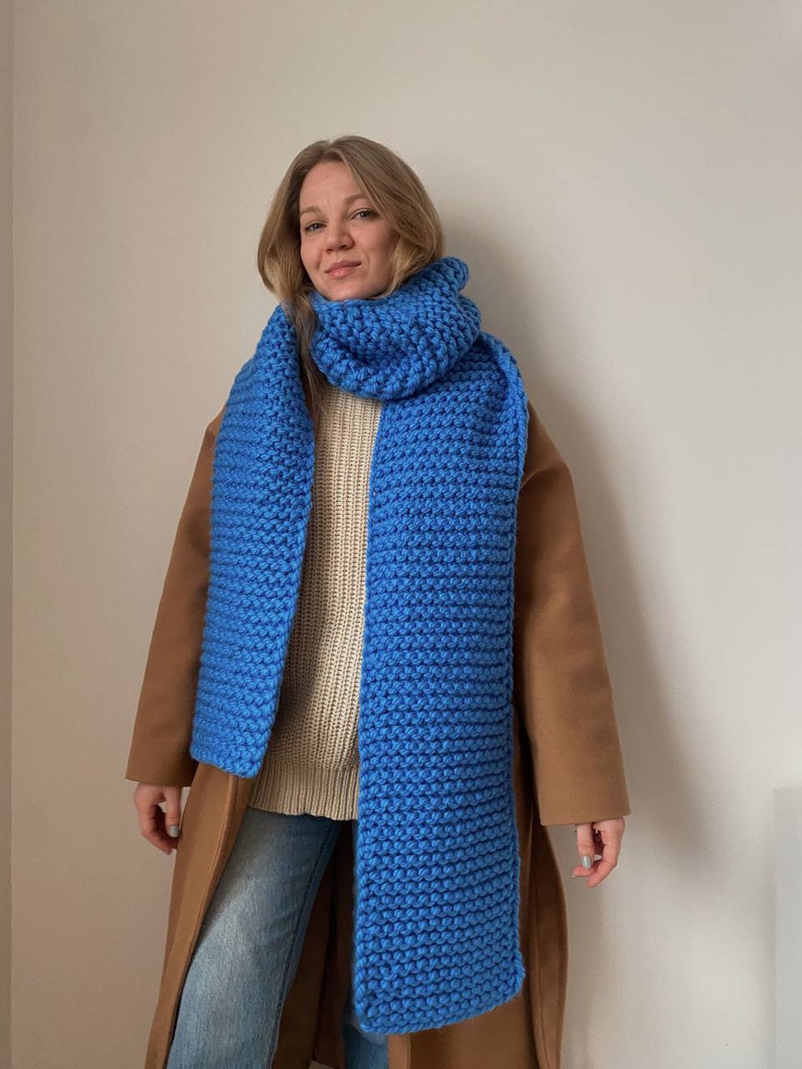 Extra Long Scarf, Luxurious Oversized Chunky Knit Scarf, Neck Warmer ...
