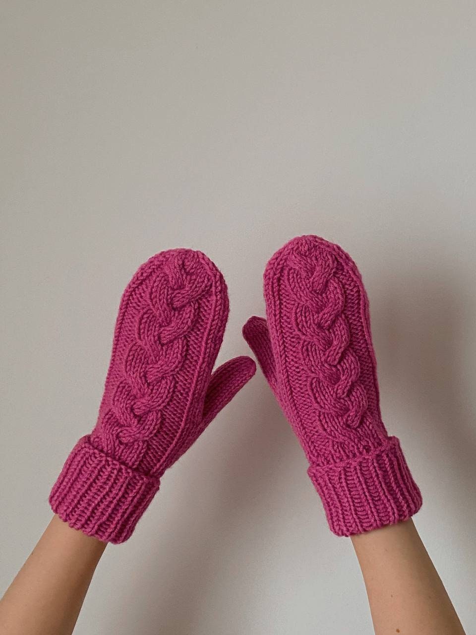 Matching Knit Hat and Mittens in Fuchsia Color, Cable Hat, Hat and ...