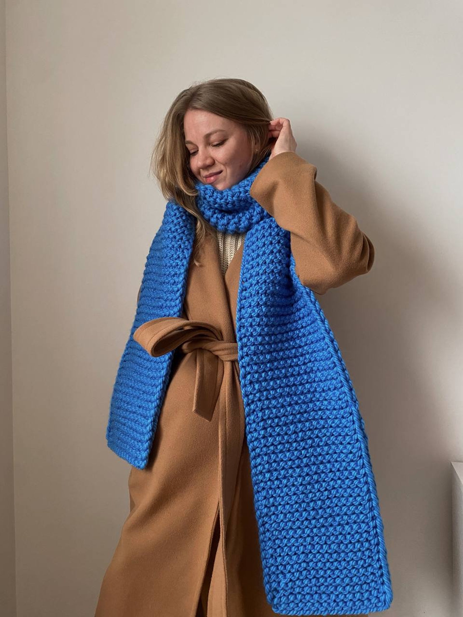 Extra Long Scarf, Luxurious Oversized Chunky Knit Scarf, Neck Warmer ...