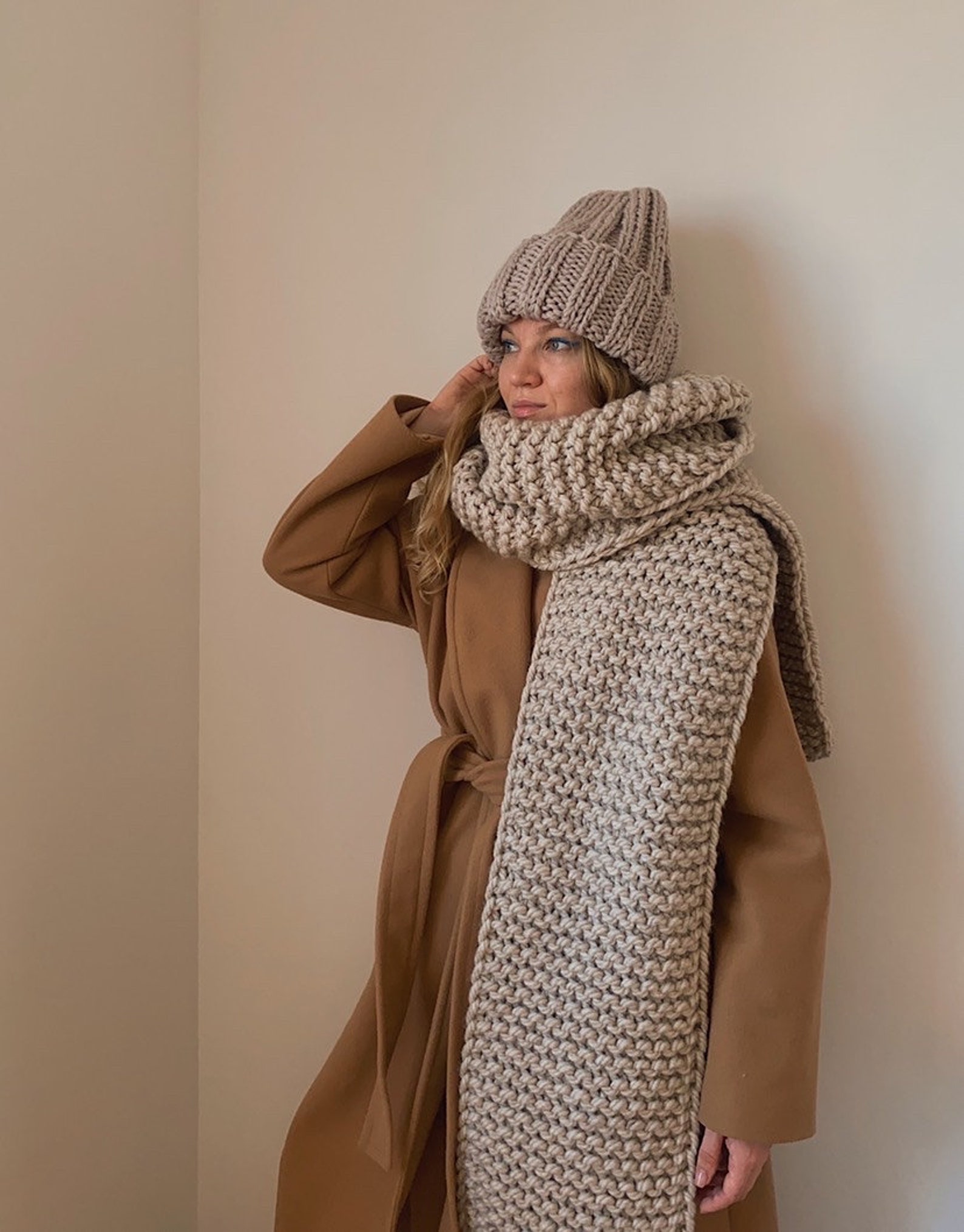 Huge Scarf, Luxurious Oversized Chunky Knit Scarf, Neck Warmer, Hand ...