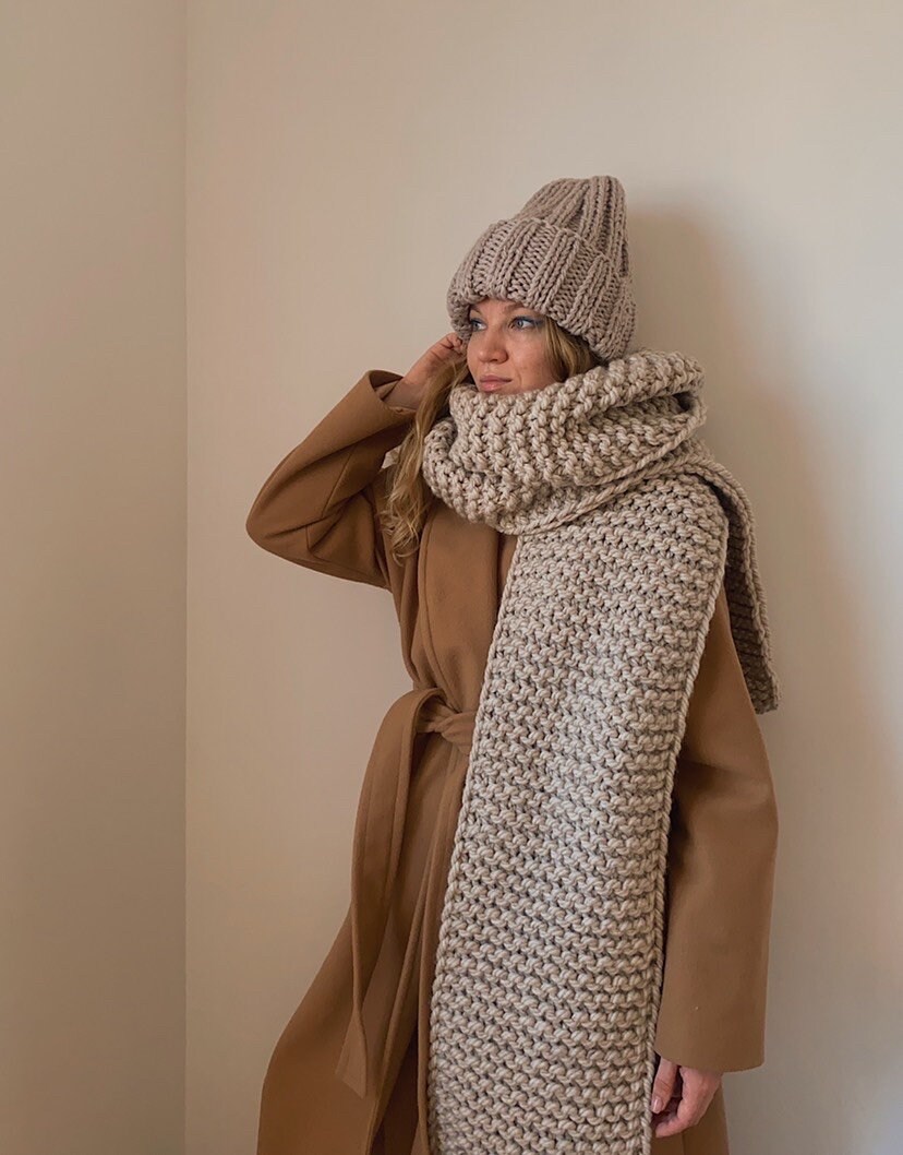 Long Scarf Luxurious Oversized Chunky Knit Scarf Neck - Etsy