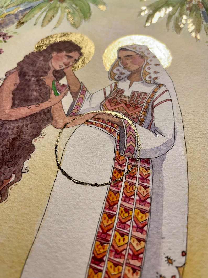 Mary Consoles Eve: Gold Leaf Iconography Prints and Postcards - Etsy Canada