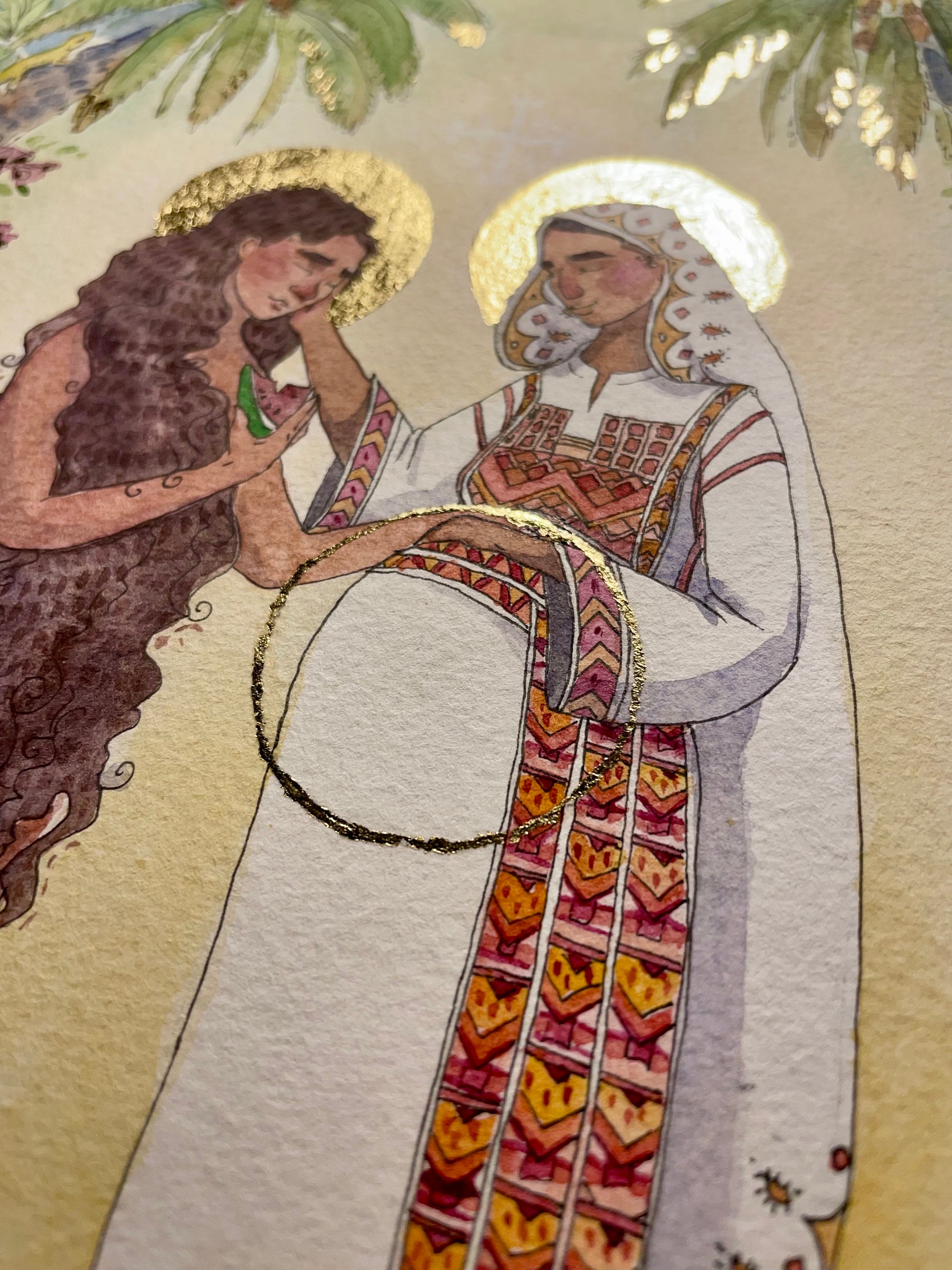 Mary Consoles Eve: Gold Leaf Iconography Prints and Postcards - Etsy Canada
