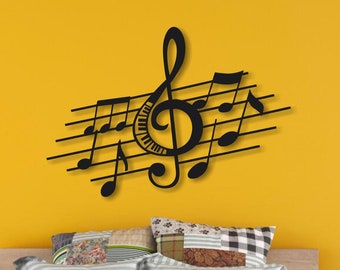 Music Notes Metal Wall Art, Modern Musical Decor, Musician Gift, Metal ...