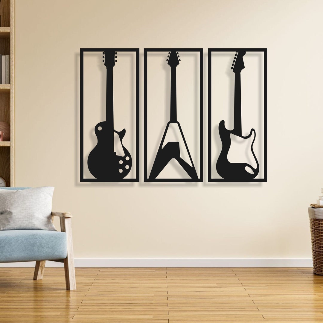 Guitar Metal Wall Decor, Gitar Wall Art, Music Wall Art, Music Lover ...