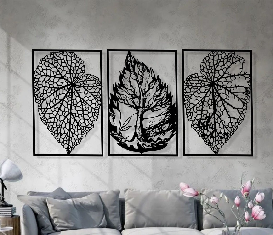 Leaf Set of 3 Metal Wall Art Leaf Wall Decor Modern Leaf - Etsy