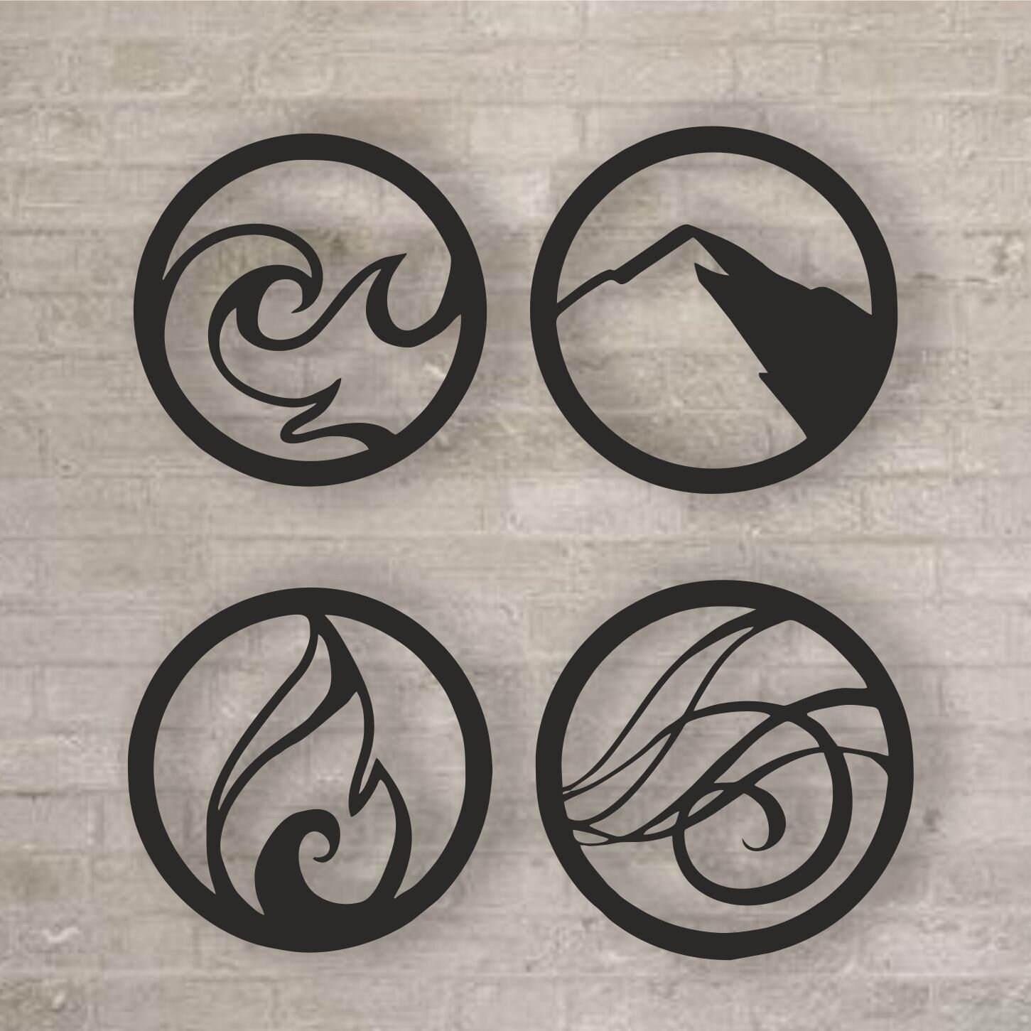 Metal Four Elements Wall Art, Four Elements Wall Decor, Four Elements ...