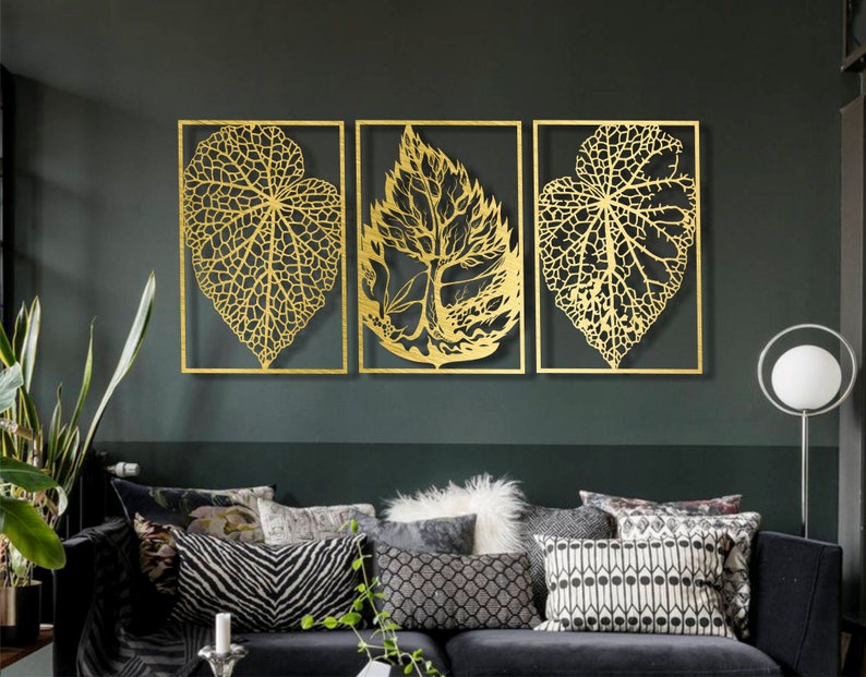 Leaf Set of 3 Metal Wall Art Leaf Wall Decor Modern Leaf - Etsy