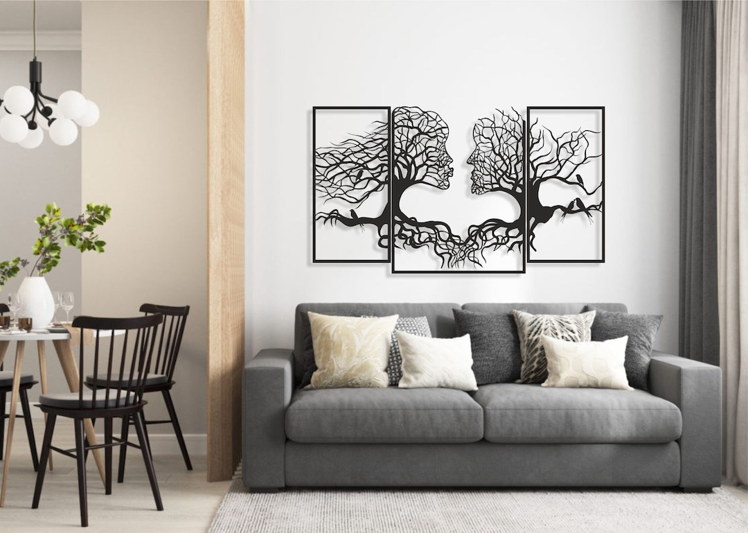 Tree of Life Metal Wall Art, 3 Panel Metal Wall Decor, Tree Metal Wall ...