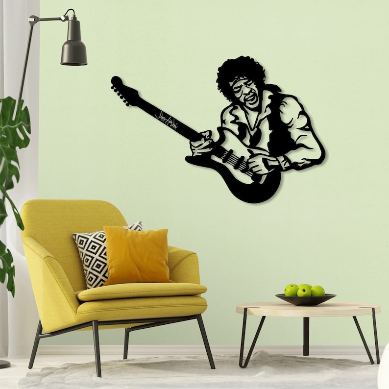Guitar Metal Wall Art Jimi Hendrix Metal Wall Decor Metal | Etsy