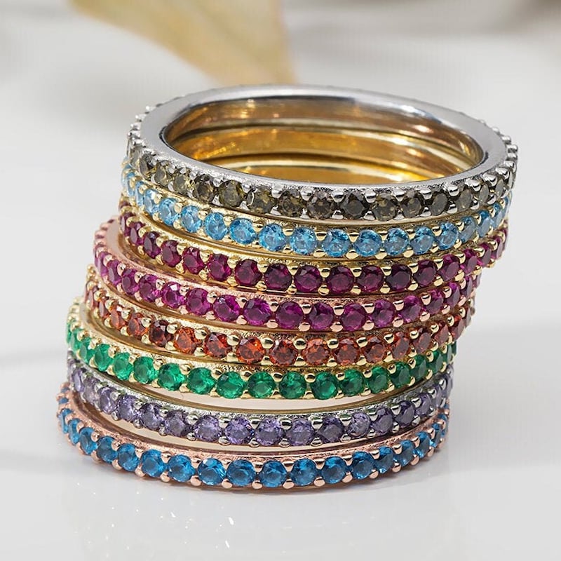 Stackable Birthstone Rings - Etsy