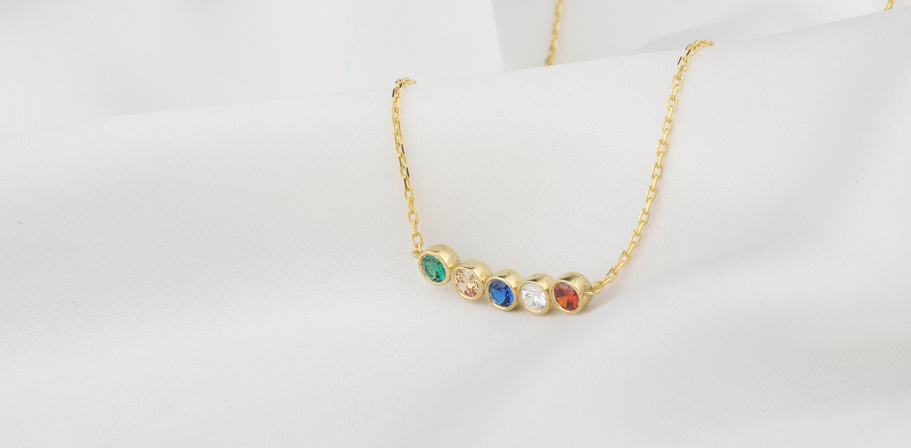 Personalized Birthstone Necklace Multi Birthstone Silver - Etsy