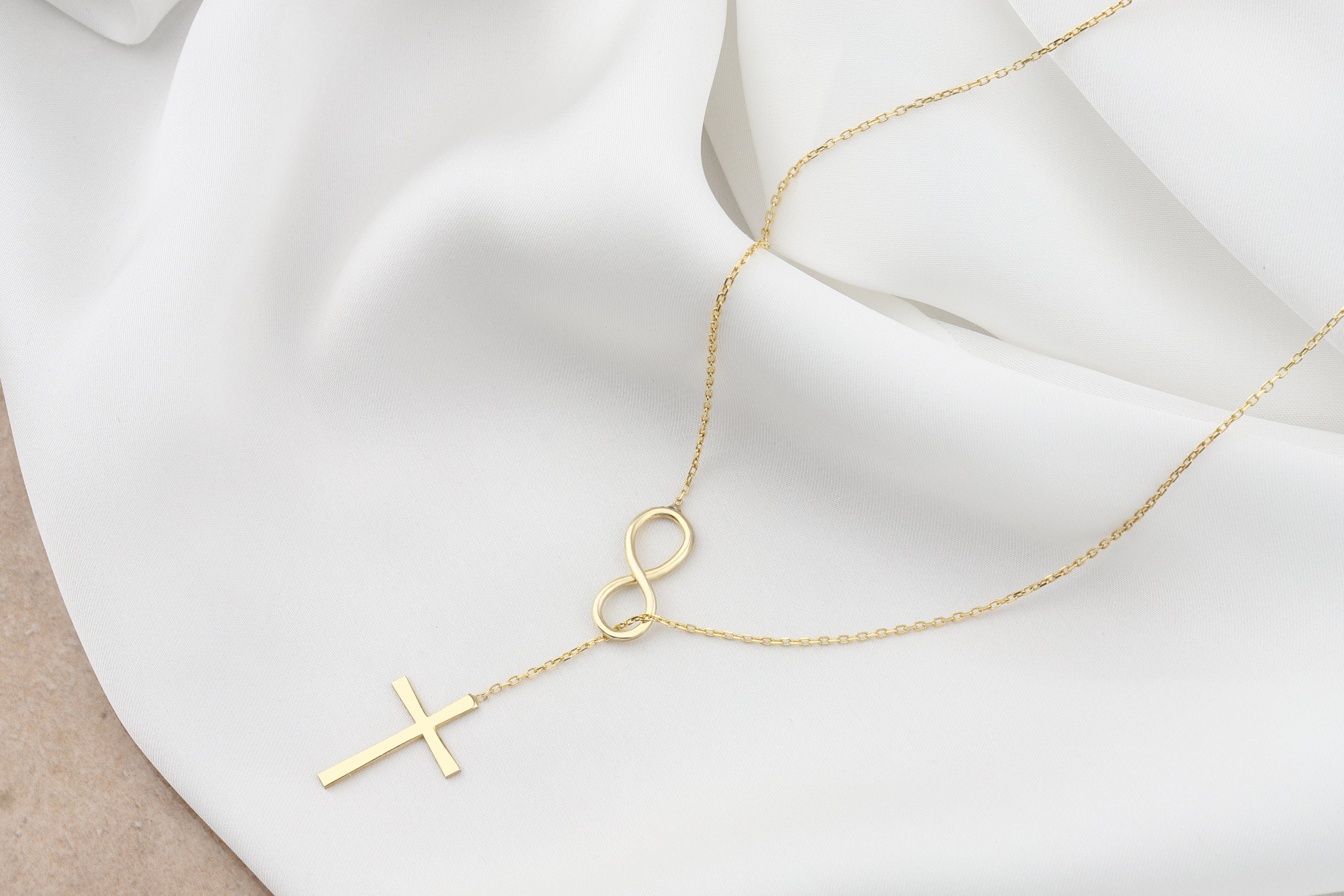 Infinity Cross Necklace Lariat Cross Necklace Infinity Y - Etsy
