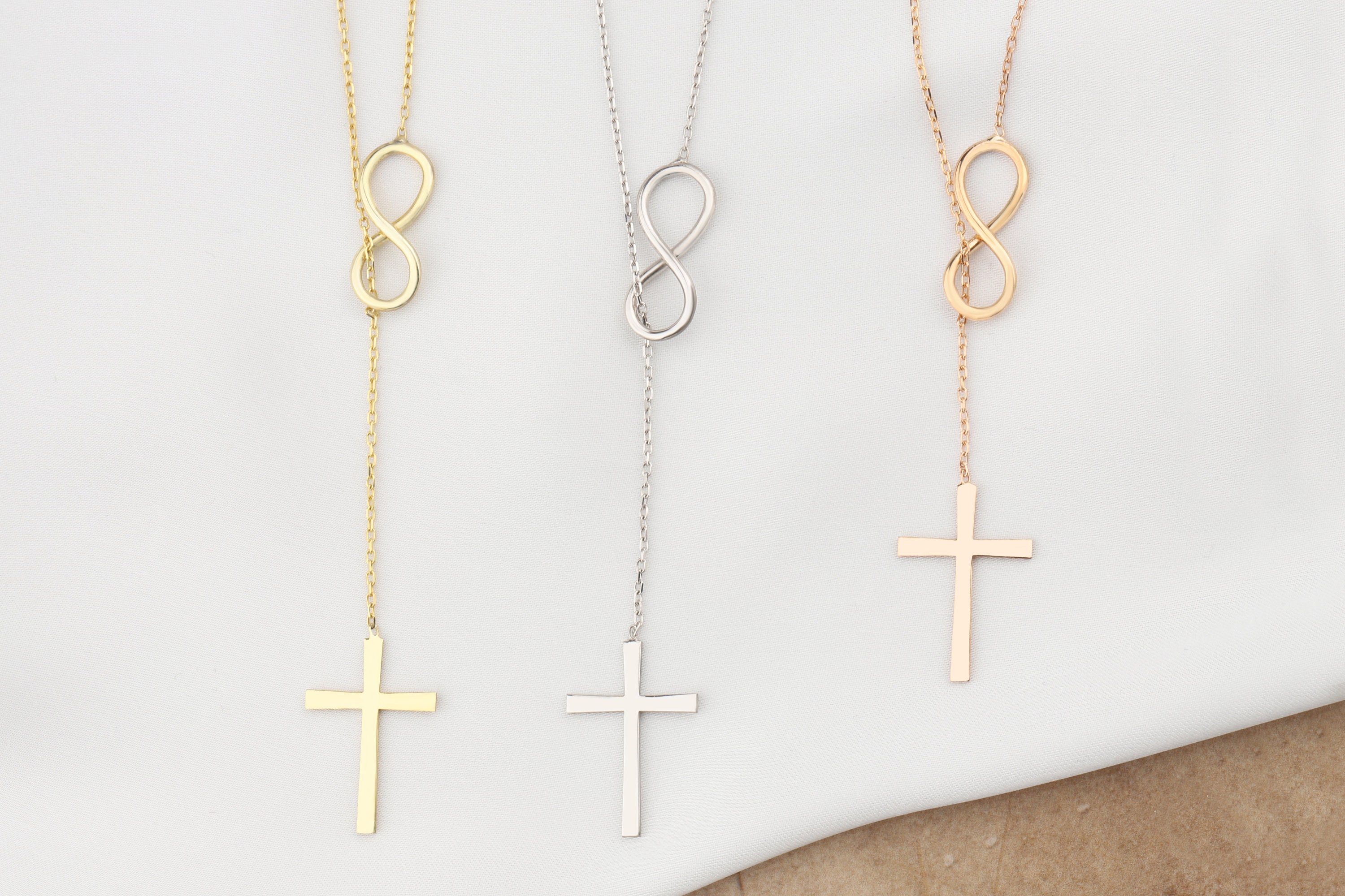 Infinity Cross Necklace Lariat Cross Necklace Infinity Y - Etsy
