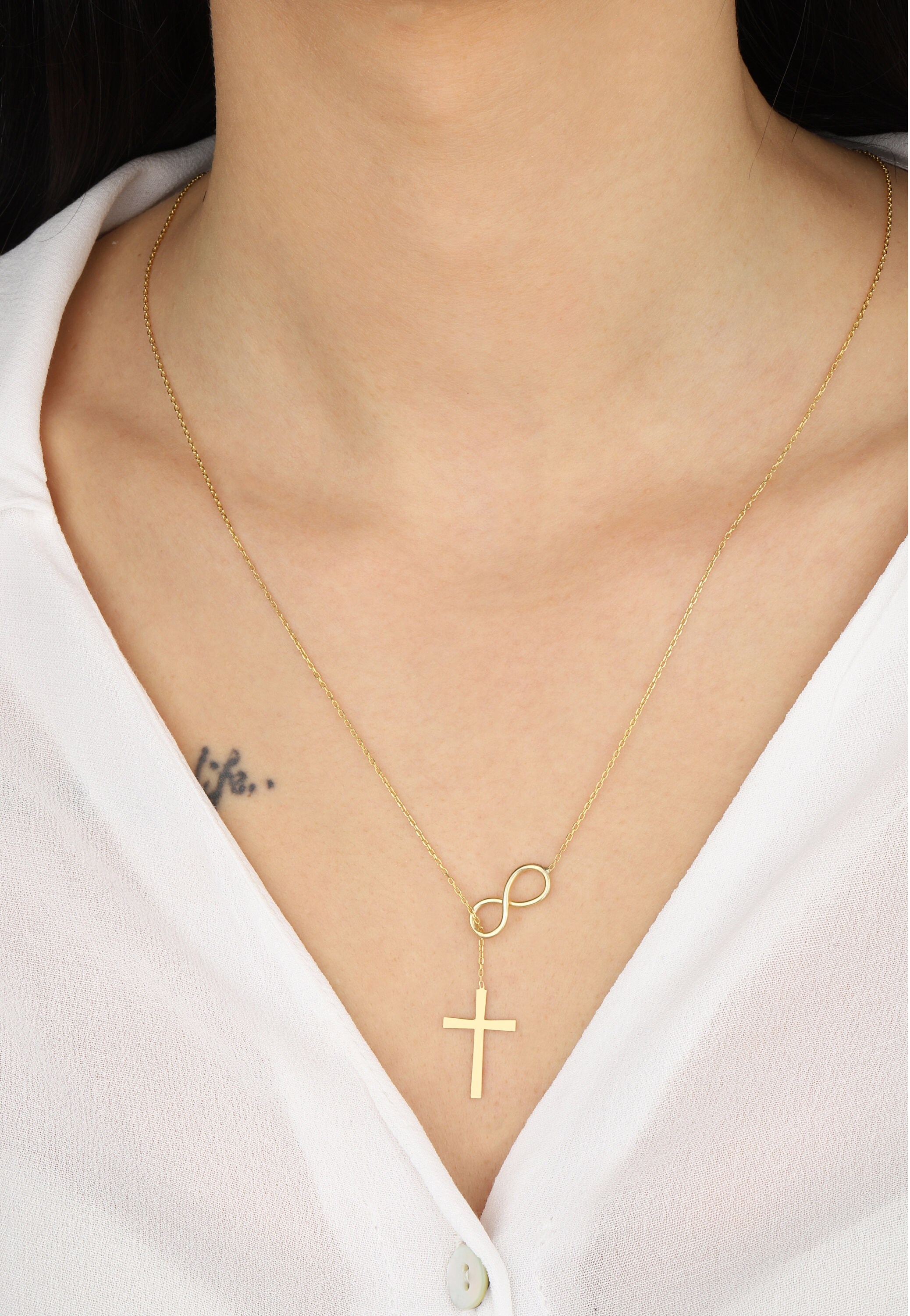 Infinity Cross Necklace Lariat Cross Necklace Infinity Y - Etsy