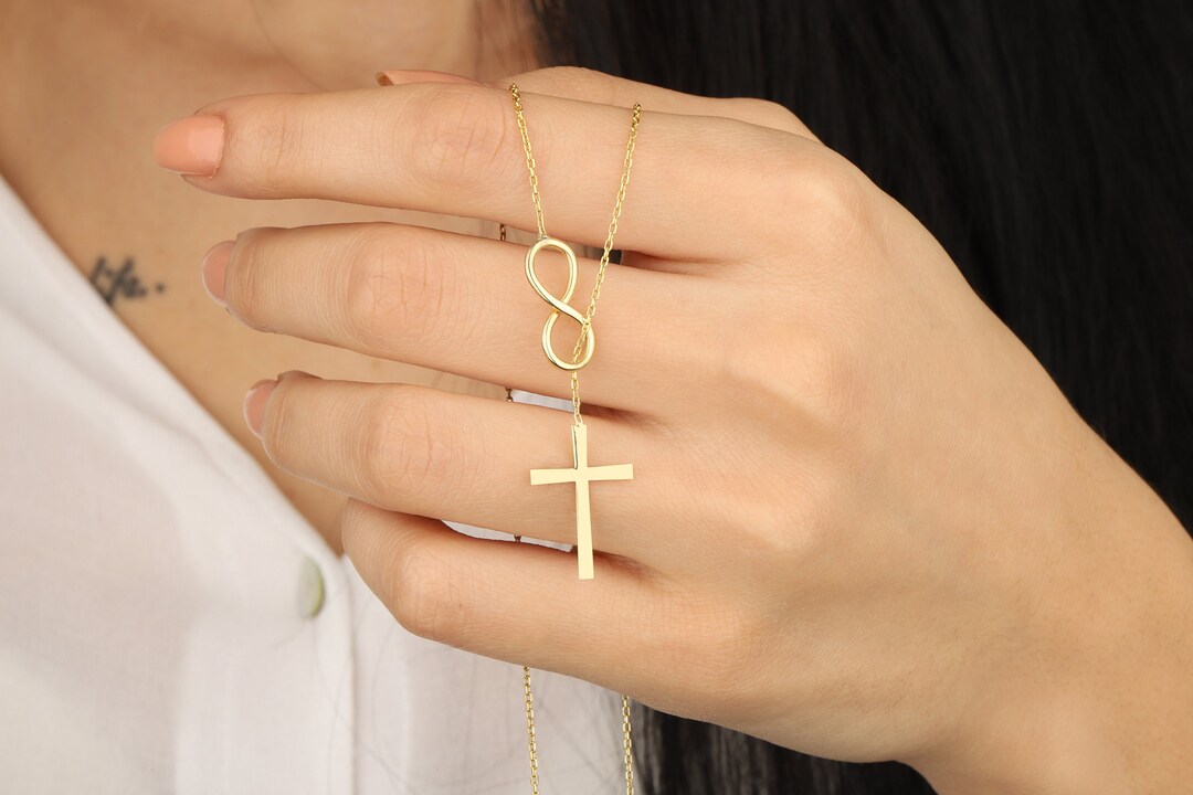 Infinity Cross Necklace, Lariat Cross Necklace, Infinity Y Necklace ...