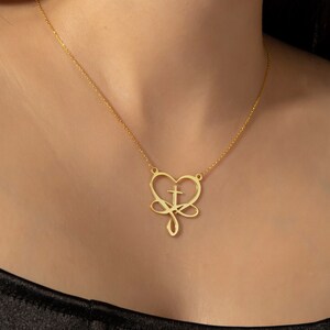 Heart Infinity Cross Necklace, Silver Crucifix Necklace, Eternity Cross ...