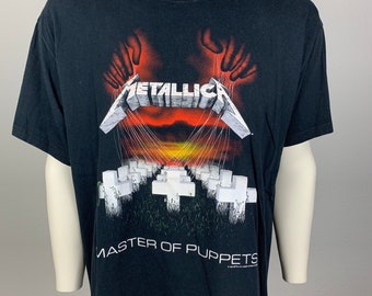 90s Rare Vintage Men's METALLICA 1994 Master of Puppets T-shirt Size M Album Promo Thrash Heavy ...