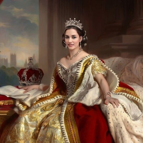 Custom Royal Portrait From Photo, Digital Historical Queen Portrait ...