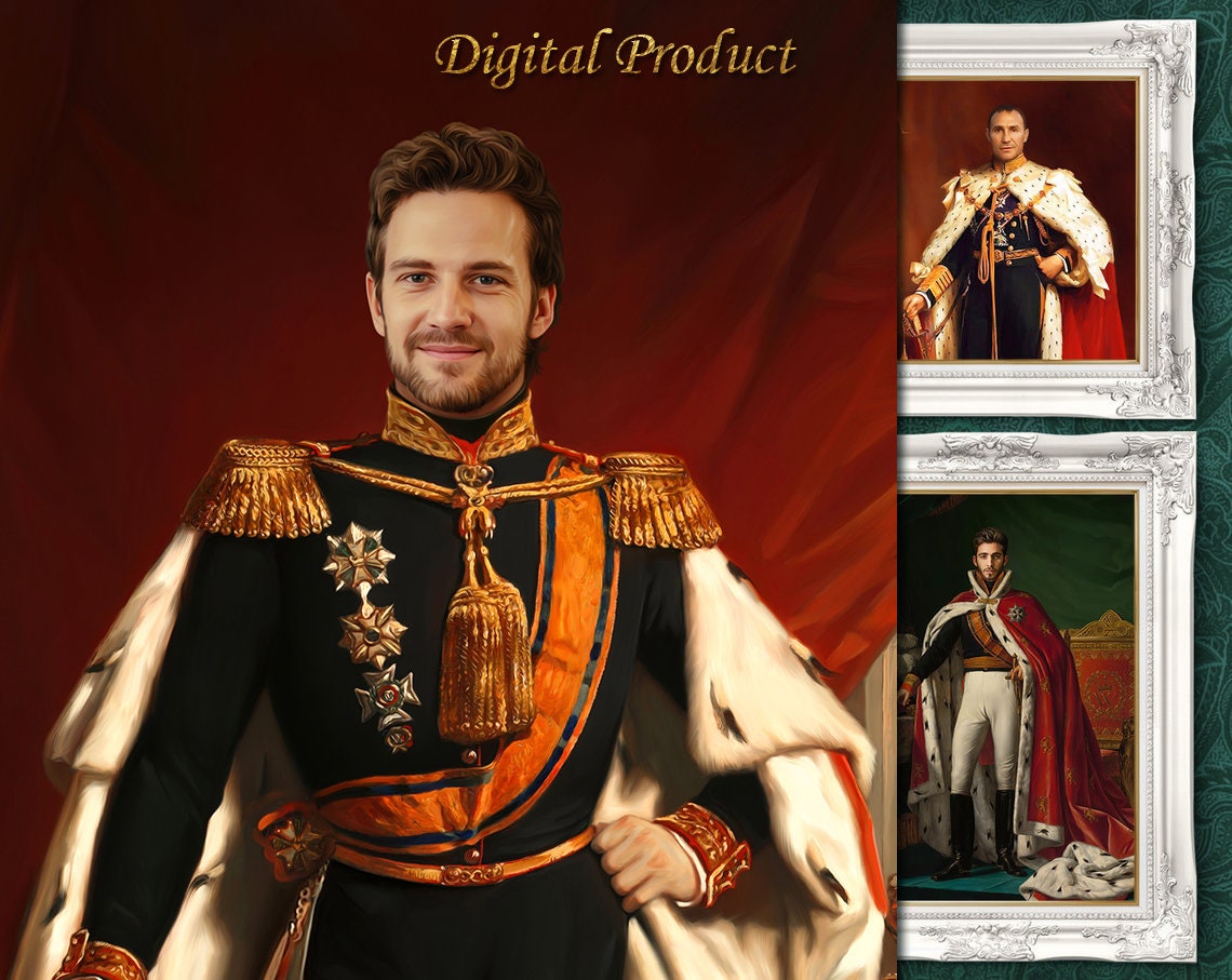 Custom Royal Portrait From Photo, Christmas Gift, Historical King ...