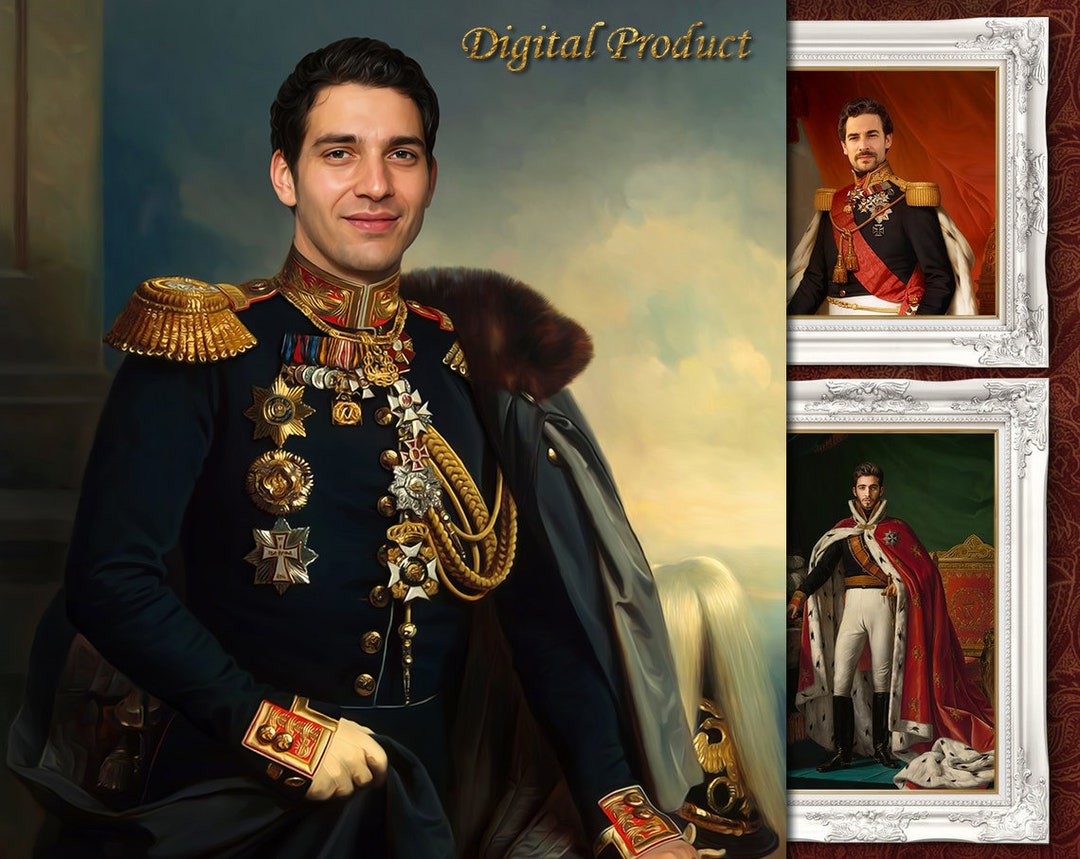Custom Royal Portrait From Photo, Historical Military King Portrait ...