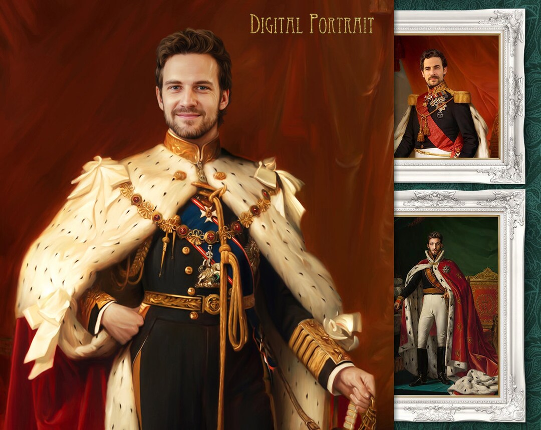 Custom Royal Man Portrait From Photo, Christmas Gift, Historical King ...