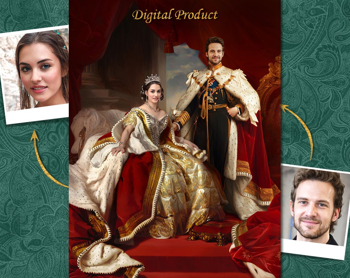 Custom Royal Couples Portrait From Photo Personalized - Etsy
