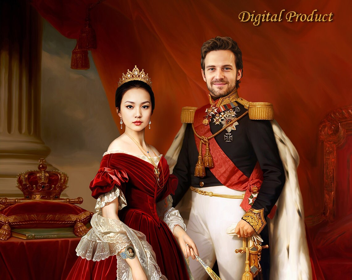 Custom Royal Couples Portrait From Photo Personalized - Etsy