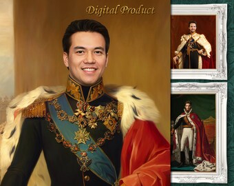 Custom Royal Portrait From Photo, Historical King Portrait, Military ...