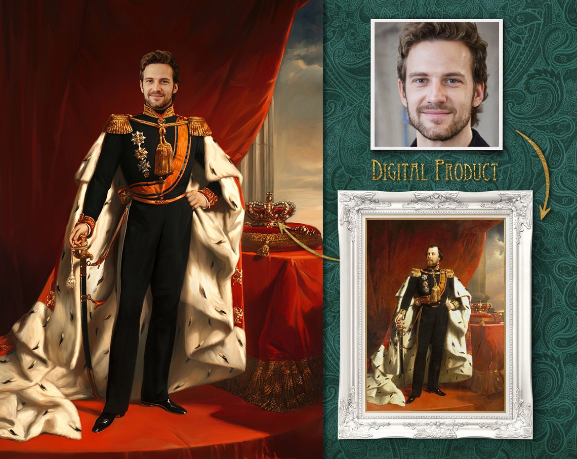 Custom Royal Portrait From Photo Historical King Portrait - Etsy