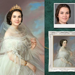 Custom Royal Portrait From Photo for Her, Renaissance Queen, Historical ...