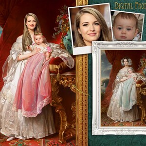 Custom Royal Mother and Baby Portrait From Photo, Historical Portrait ...