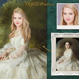 Custom Royal Portrait From Photo for Her, Renaissance Queen, Historical ...