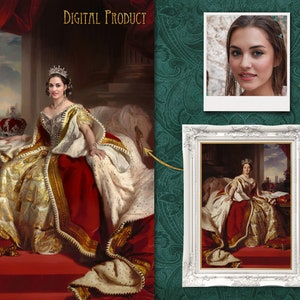 Custom Royal Portrait From Photo, Digital Historical Queen Portrait ...