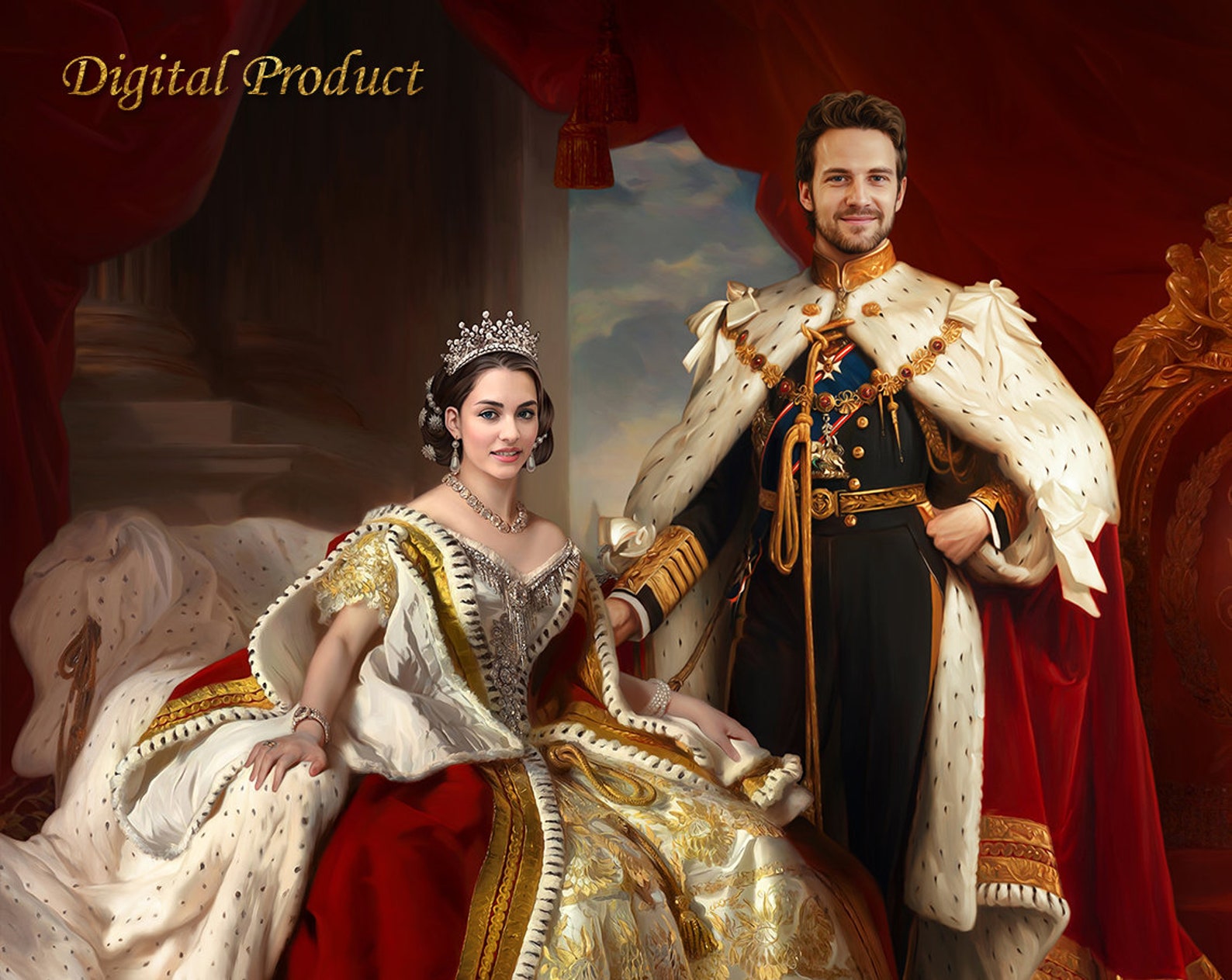 Custom Royal Couples Portrait Personalized Historical Family - Etsy