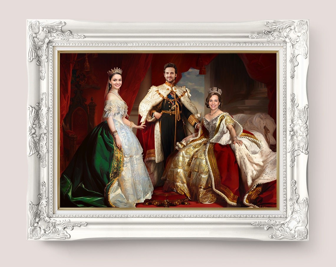 Custom Royal Family 3-person Portrait Personalized Historical - Etsy