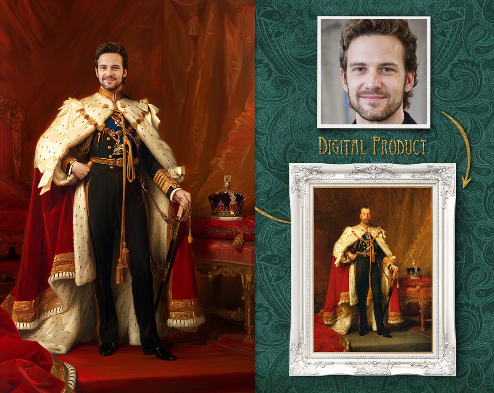 Custom Royal Portrait From Photo Historical Military King - Etsy