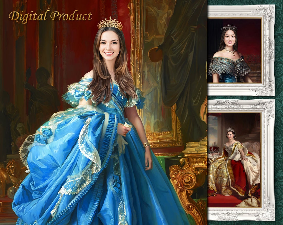 Custom Royal Portrait From Photo, Renaissance Queen, Historical Woman ...