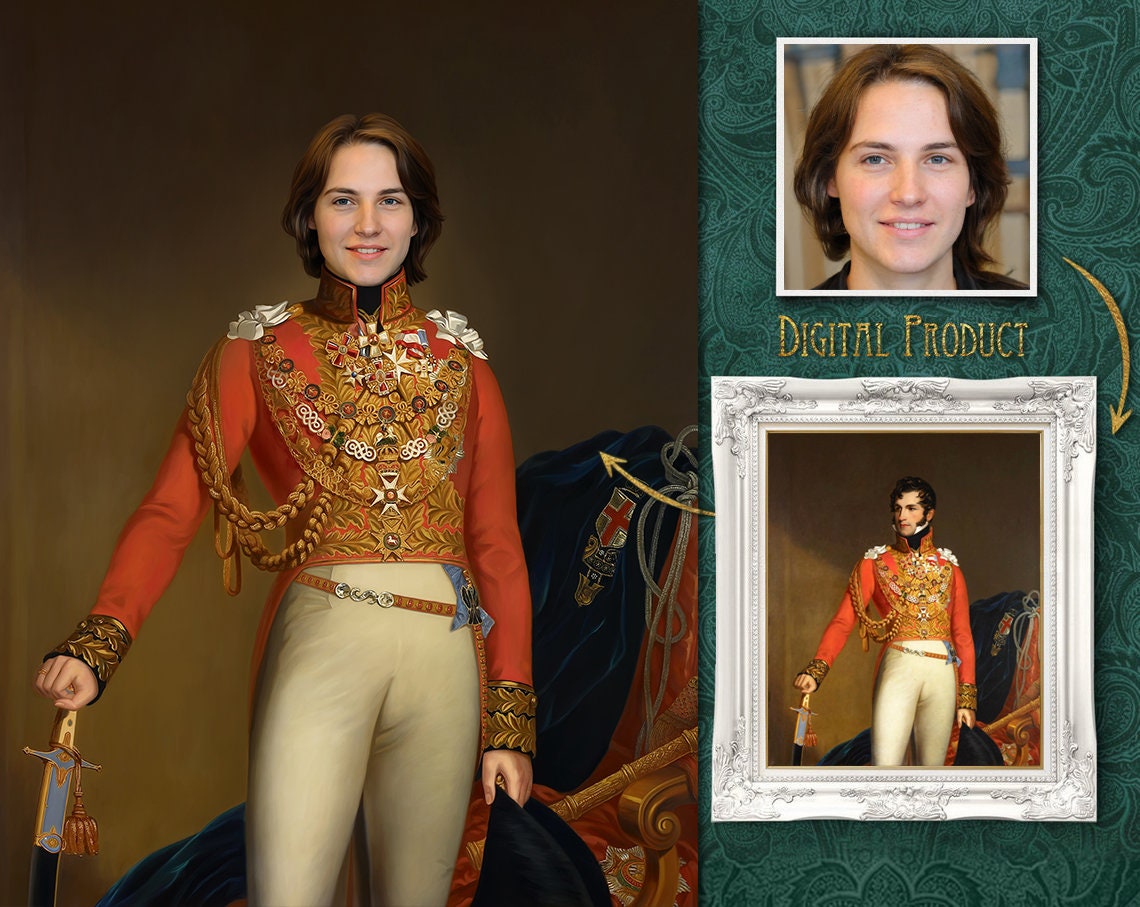 Custom Royal Portrait From Photo Historical King Portrait - Etsy